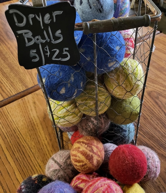 Gifts Under 25 Handcrafted Wool Dryer Balls Set of Five 5 100 Wool Dryer Balls Various Mixed Colors Etsy
