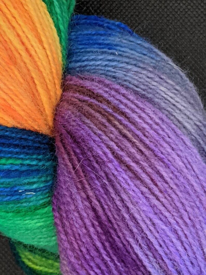 Hand Dyed Yarn Rainbow Sock Fingering ROY G BIV 100g - Etsy