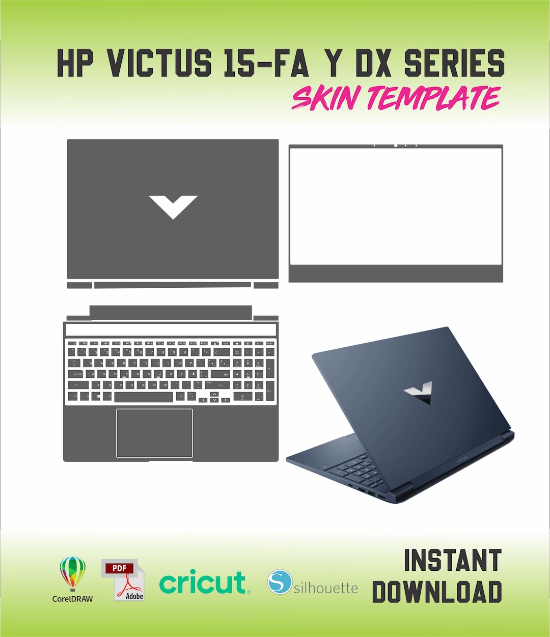 HP Victus Gaming FA 15.6 Laptop Skin Cut Template - Etsy