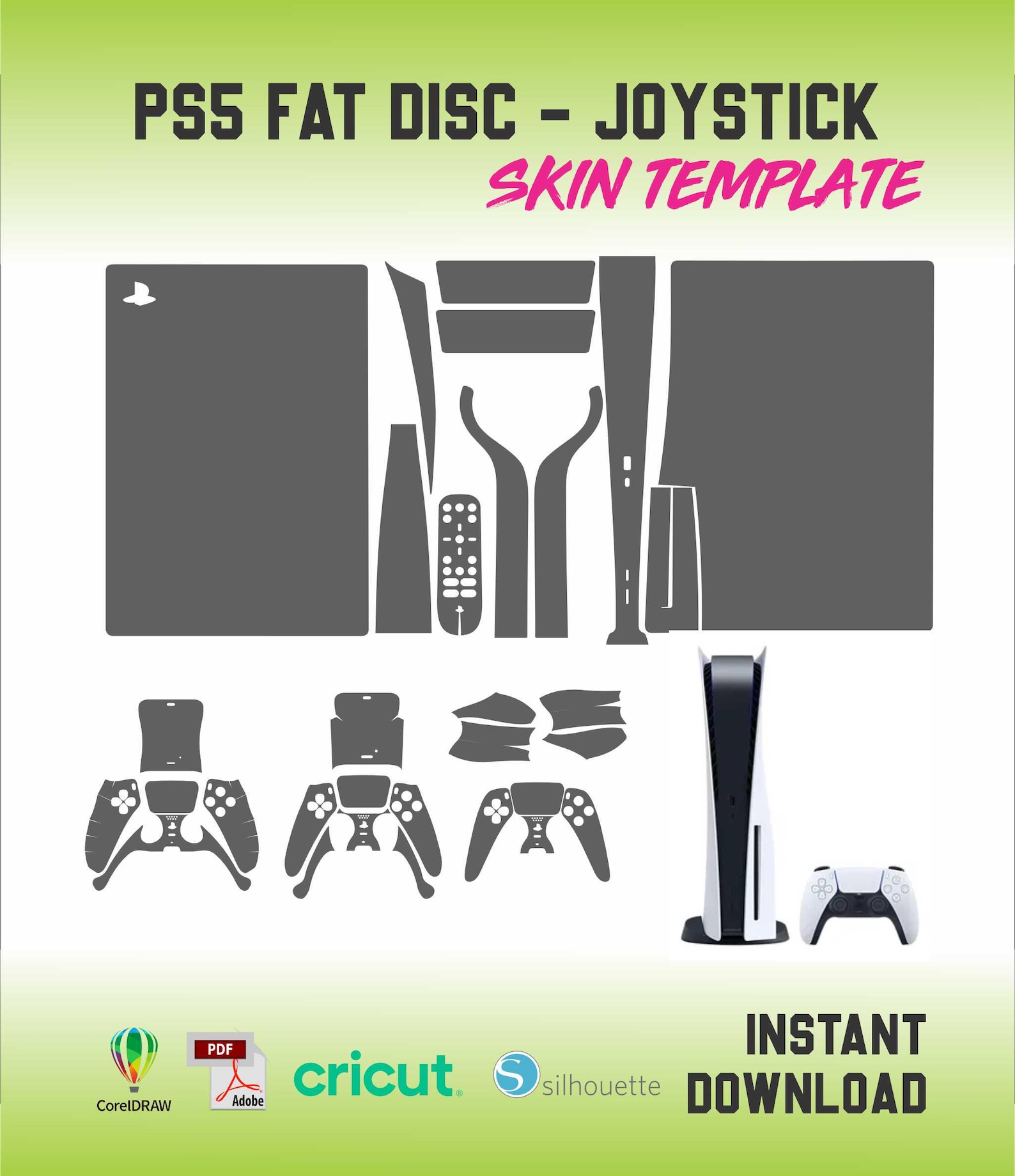 PS5 Playstation Disc Full Skin Template Vector File Die-cut Skin ...