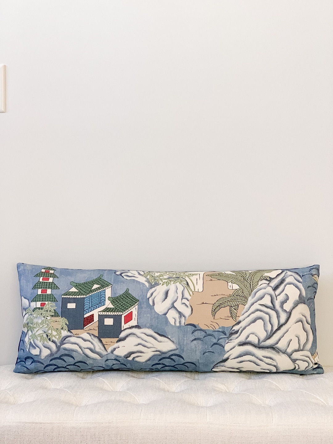 Blue Chinoiserie Lumbar Pillow Cover: Cowtan and Tout Designer Linen ...