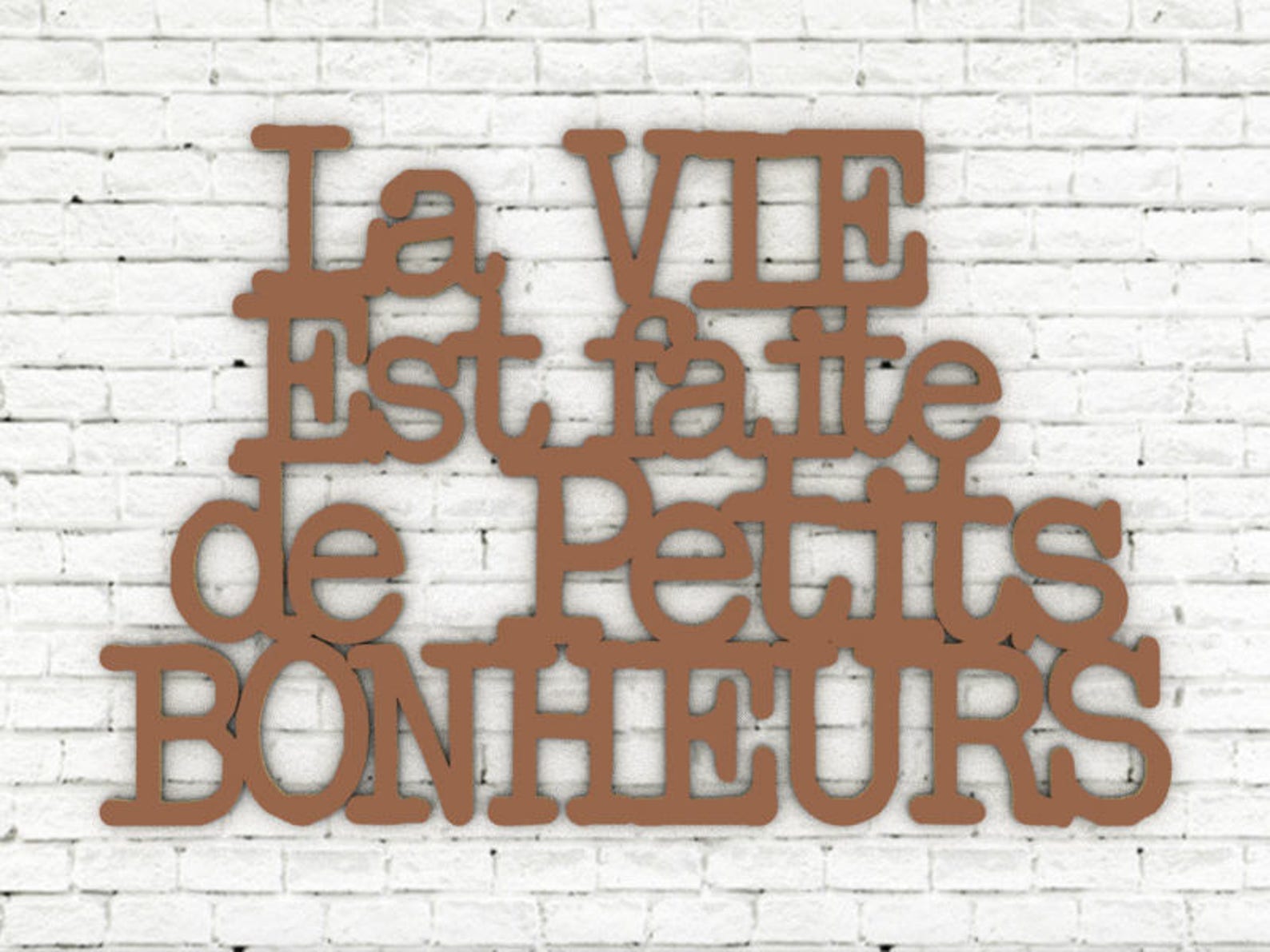 Cadre citation en bois - Lettres découpées décoratives - la vie est ...