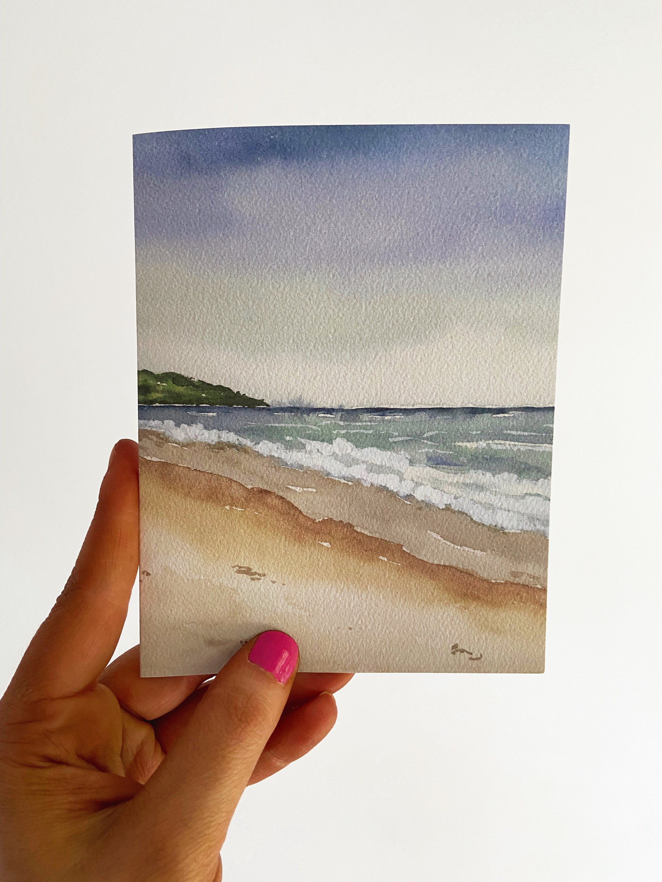 Castaway Daydream Watercolor Greeting Card / Beach Painting / Blank ...