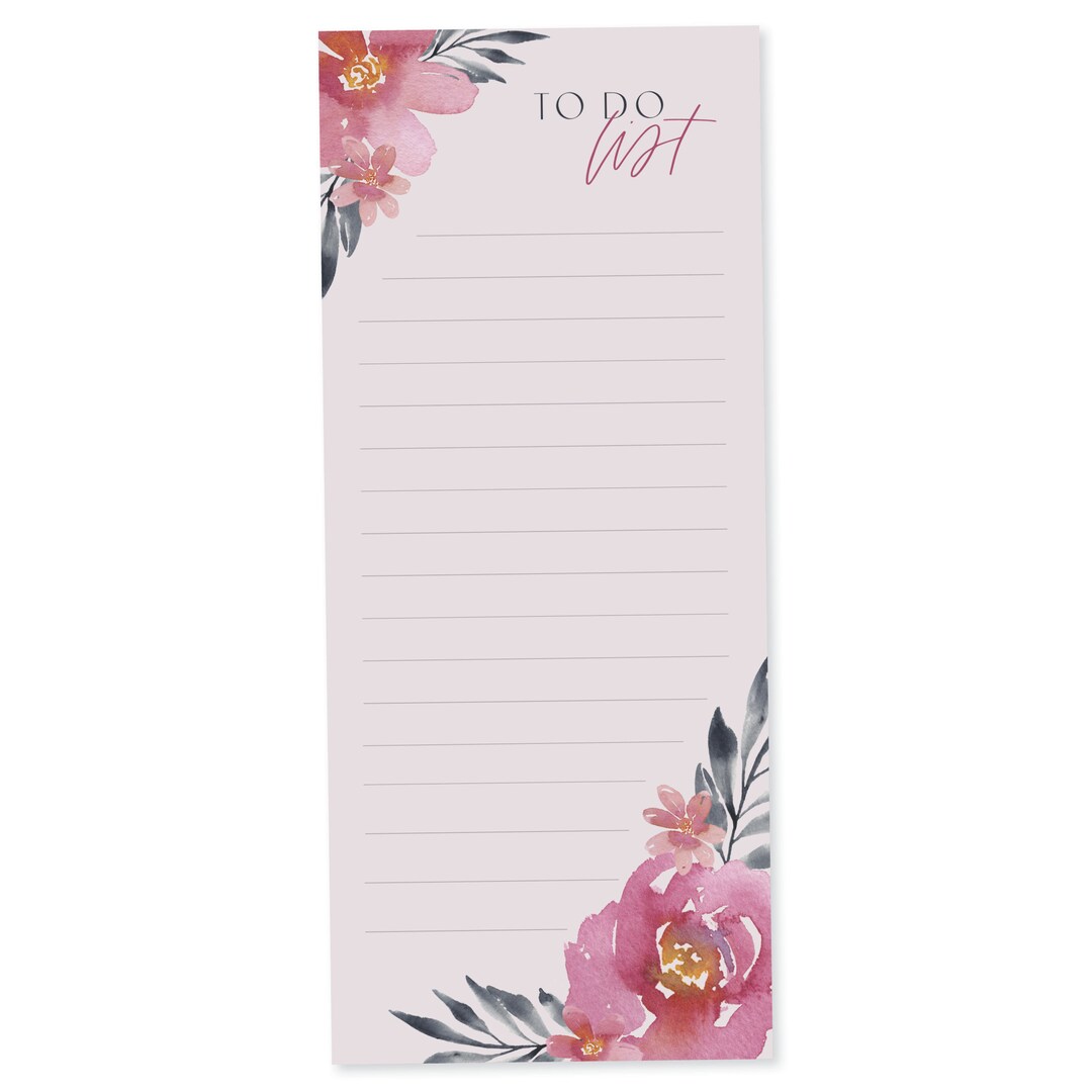 Pink Watercolor Florals Notepad / To-do Floral Notepad / Watercolor ...