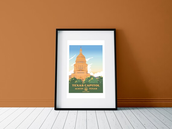 Texas State Capitol Poster Austin Texas | Etsy