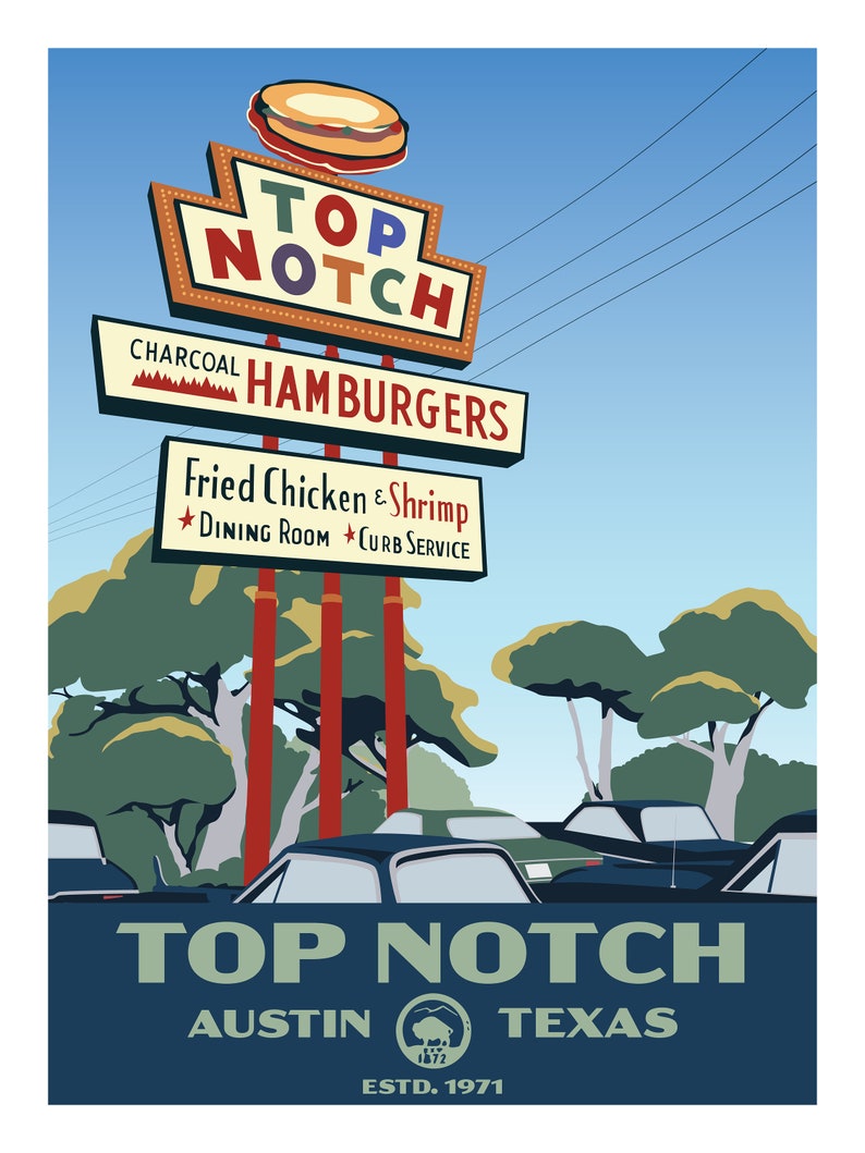 Top Notch Poster, Austin Texas - Etsy