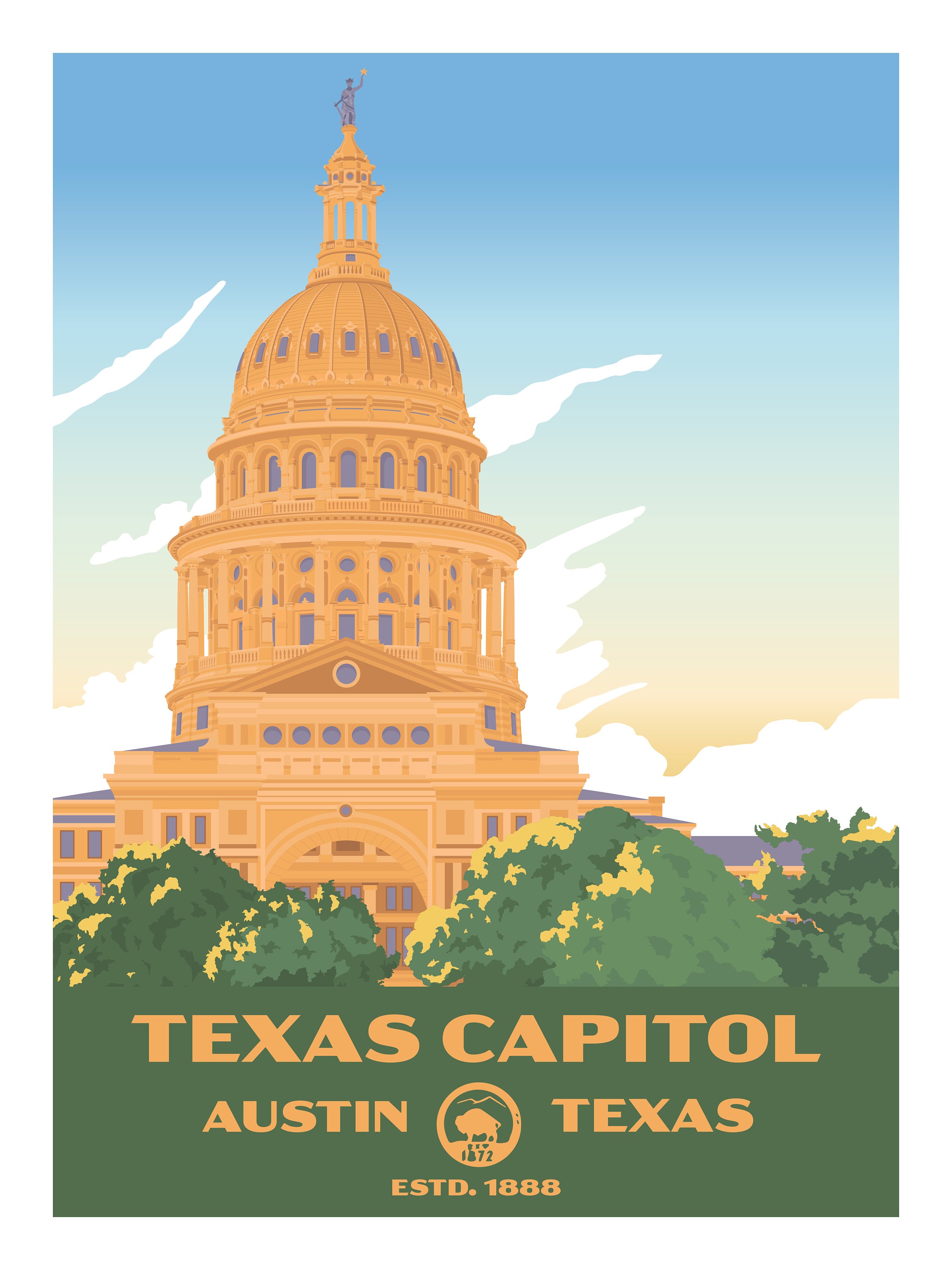 Texas State Capitol Poster, Austin Texas - Etsy