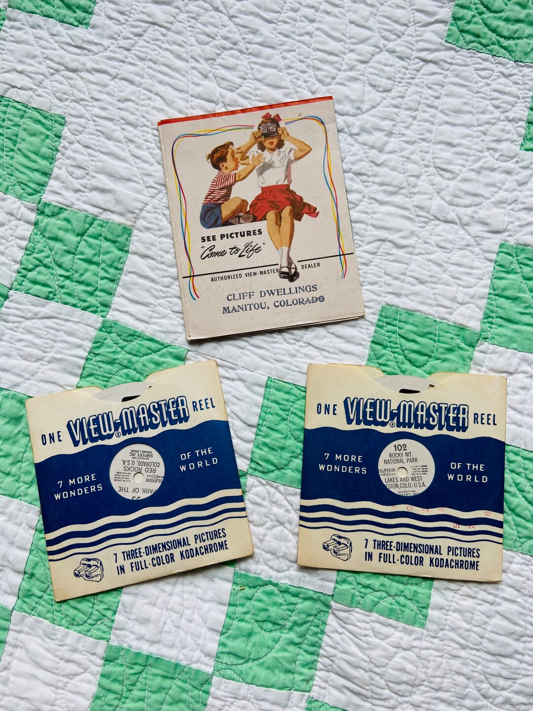 Vintage View Master Reel List Pamphlet & Two View Slides Cliff ...