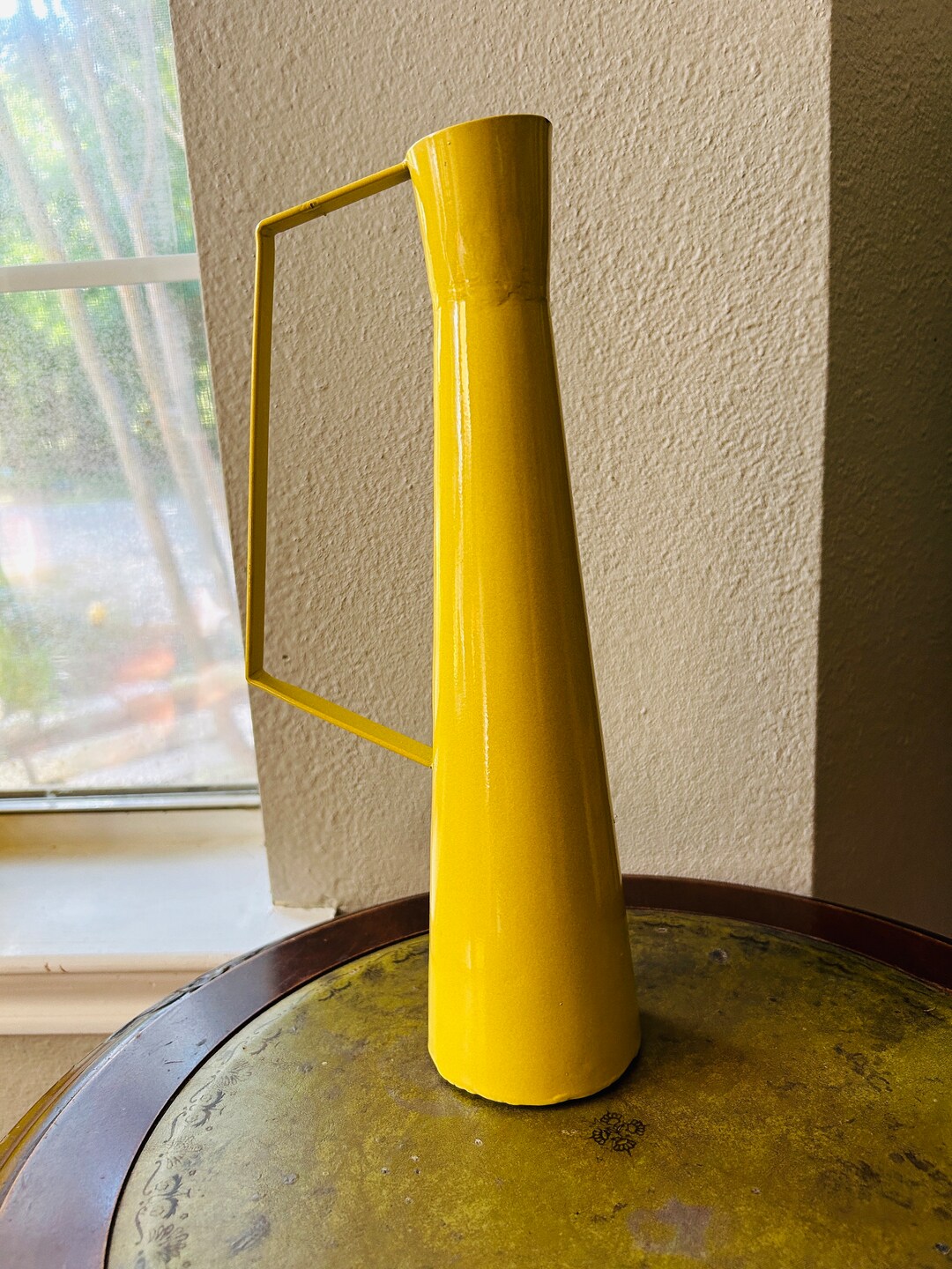 Vintage Inspired Metal Mcm Vase W/handle - Etsy