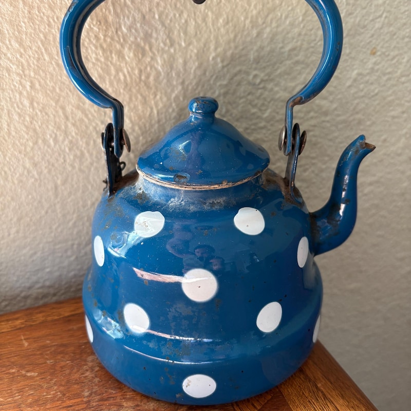 Blue Enamel Teapot - Etsy