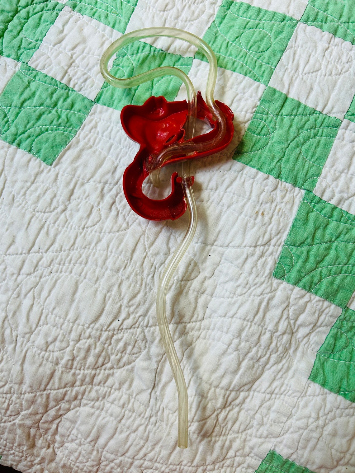 Vintage 1950s 1960s Plastic Cowboy Lasso Crazy Straw Red & Green Made ...