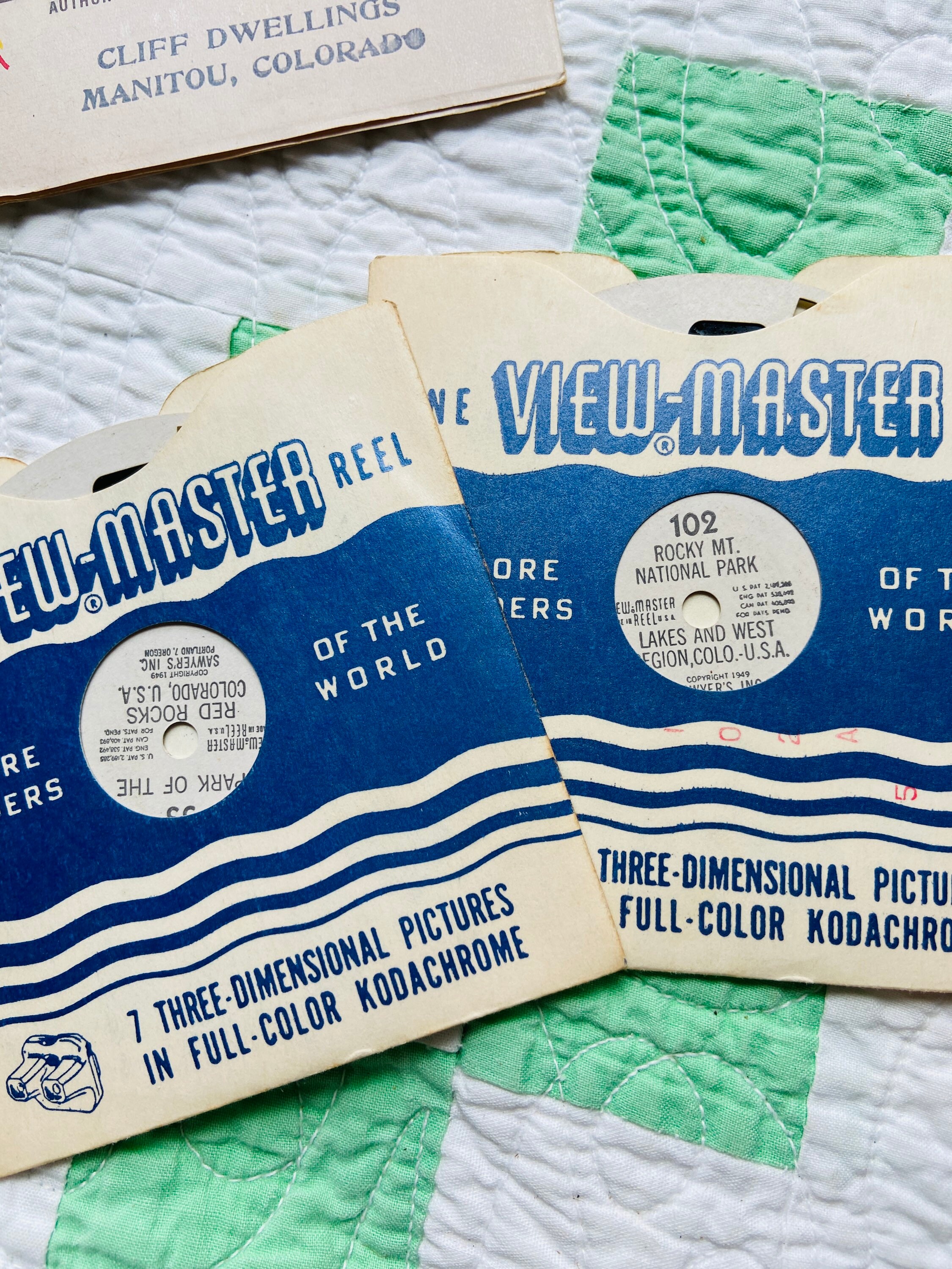 Vintage View Master Reel List Pamphlet & Two View Slides Cliff ...