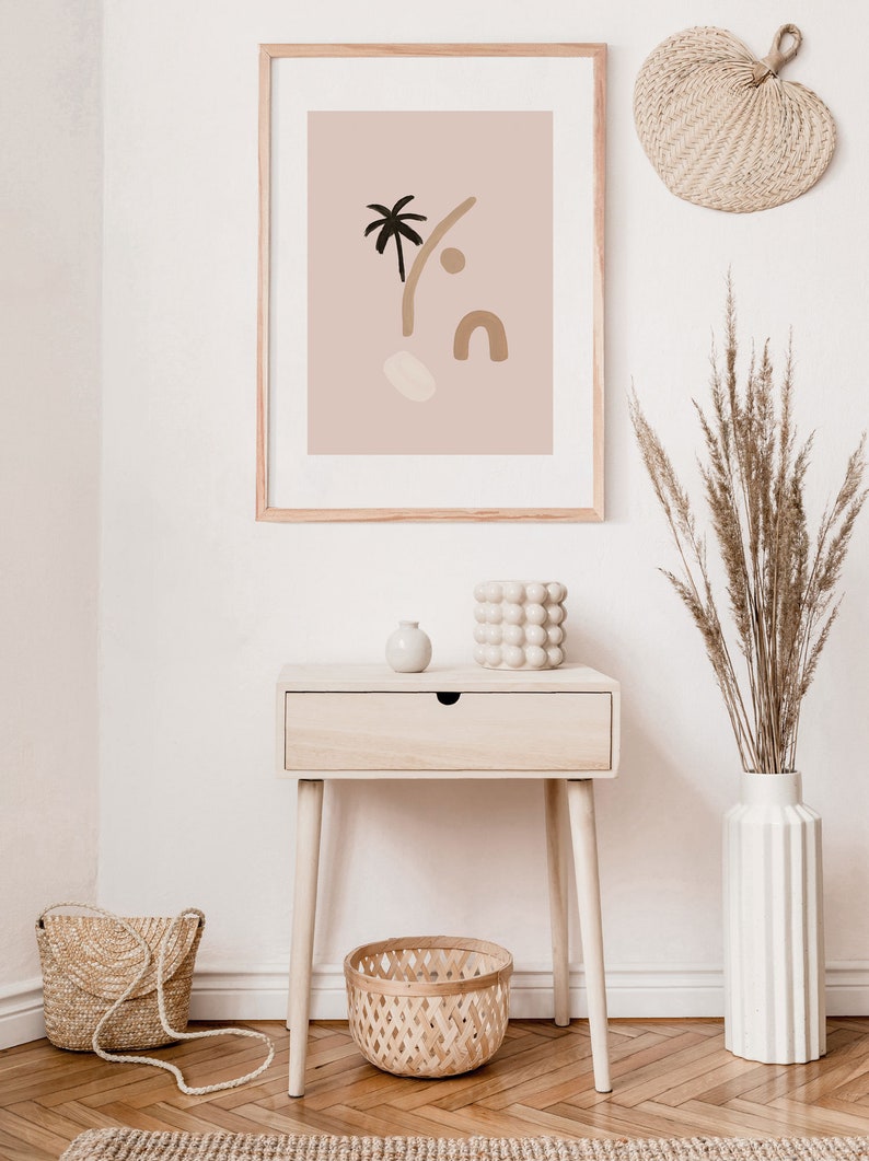 Pastel Print Pink Wall Art Palm Print Abstract Print | Etsy