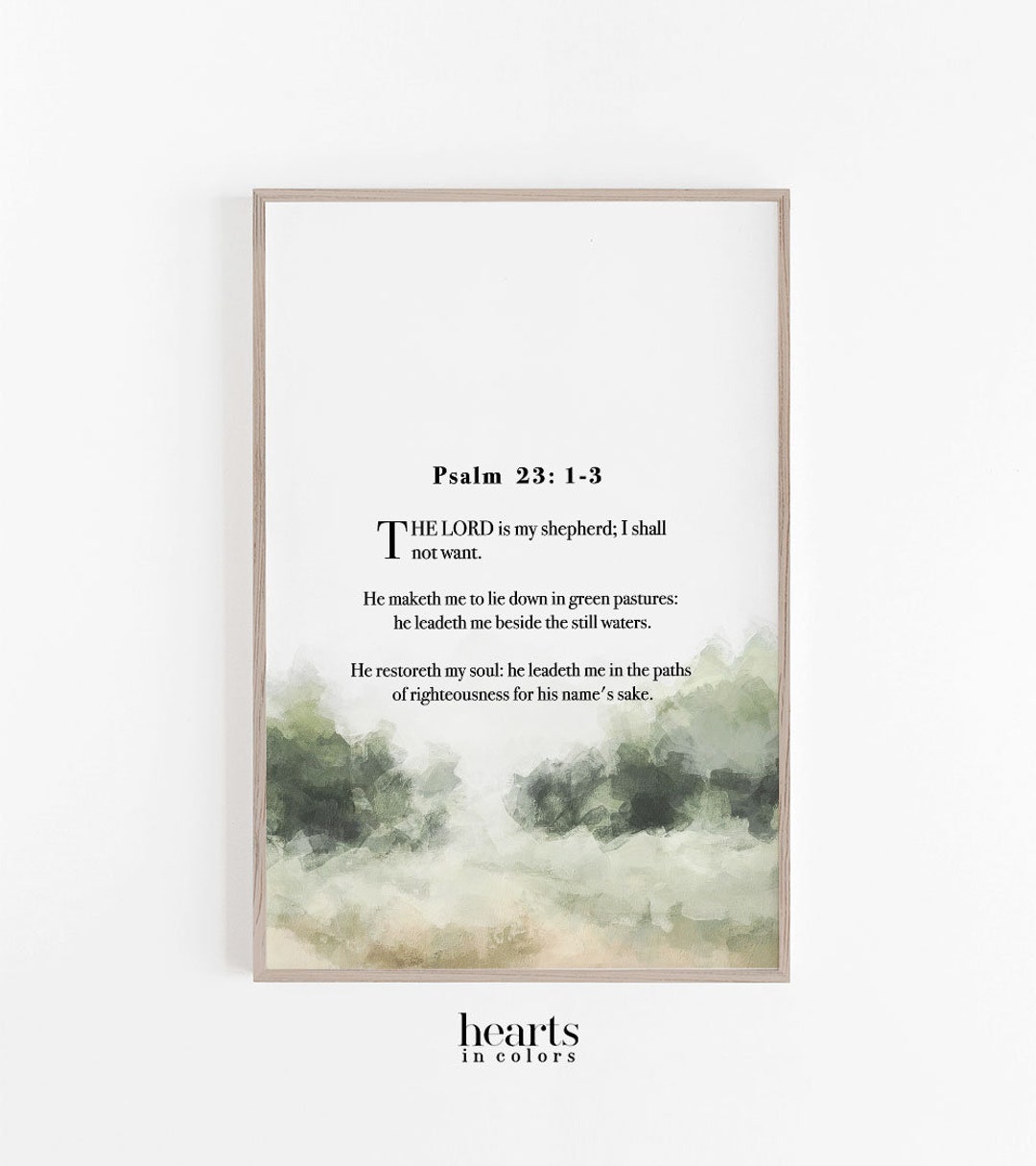 Psalm 23: 1-3, Landscape Print, Christian Wall Art, Digital Download ...