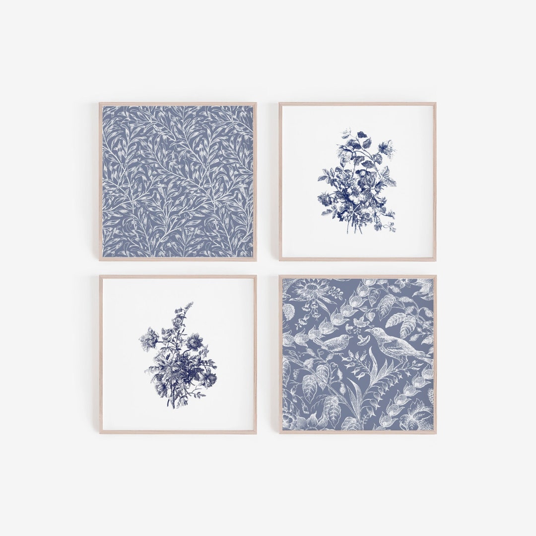 French, Blue Wall Art, Botanicals, Farmhouse, Vintage, Digital Prints ...