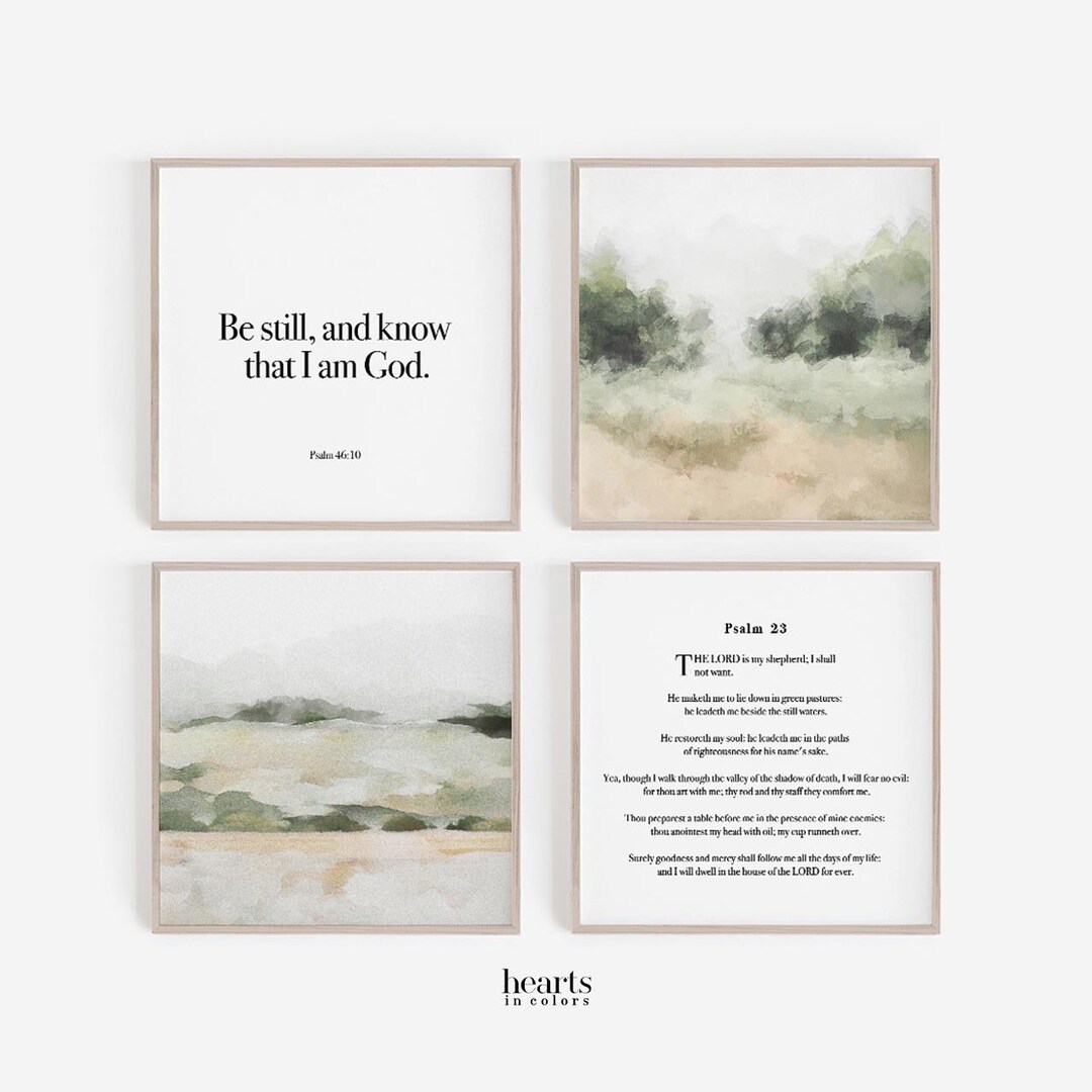 Set of 4, Christian Wall Art, Digital Prints, Farmhouse, Bible Verse ...