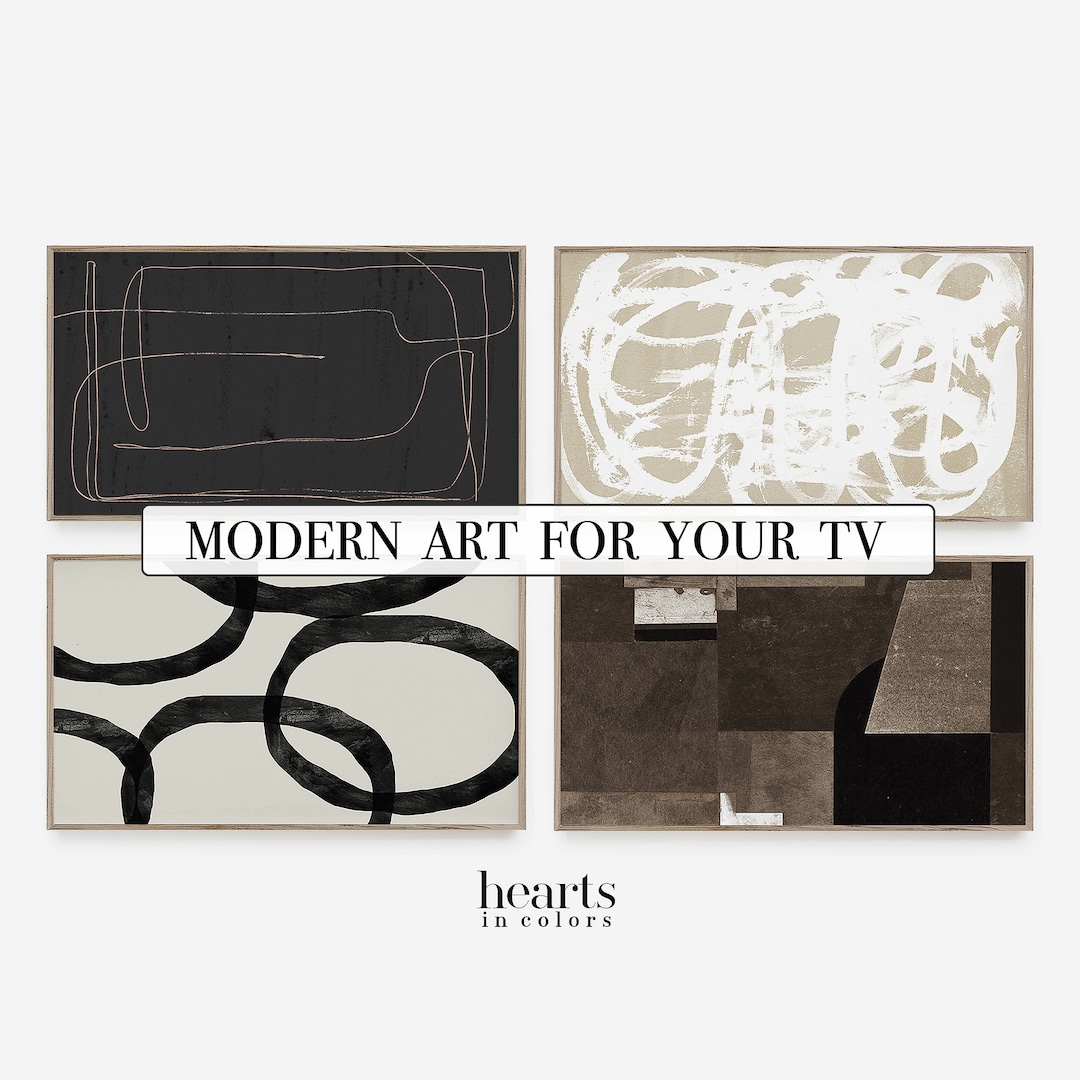 Abstract, Paintings, Bundle of 4, Frame Art TV, Frame TV, Modern Art ...