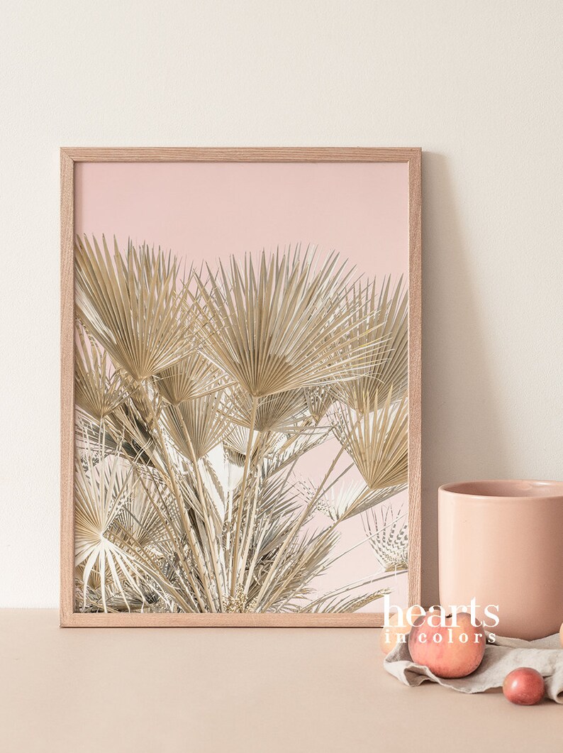 Palm Leaf Print Wall Print DIY PRINT Art Print Pink Wall | Etsy