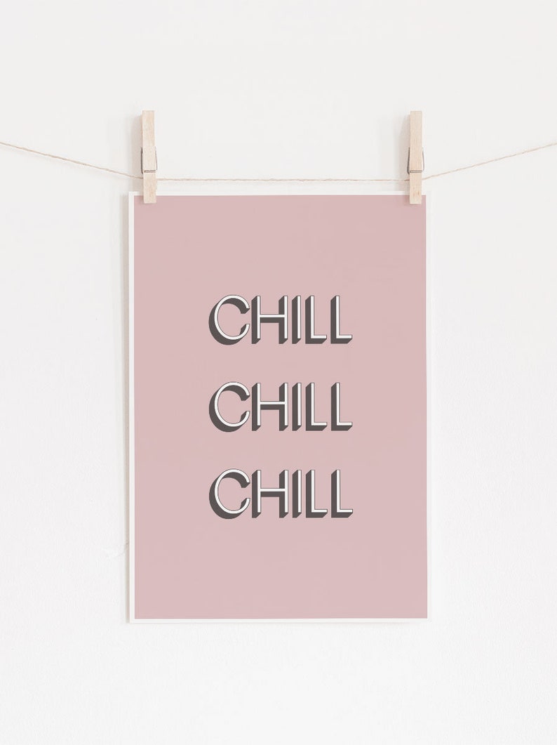 Chill Print Pop Art Typography Print Typography Wall Art | Etsy