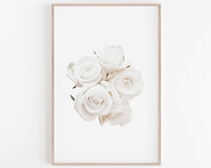 White Roses Print,digital Print,flowers Print,floral Print,white ...