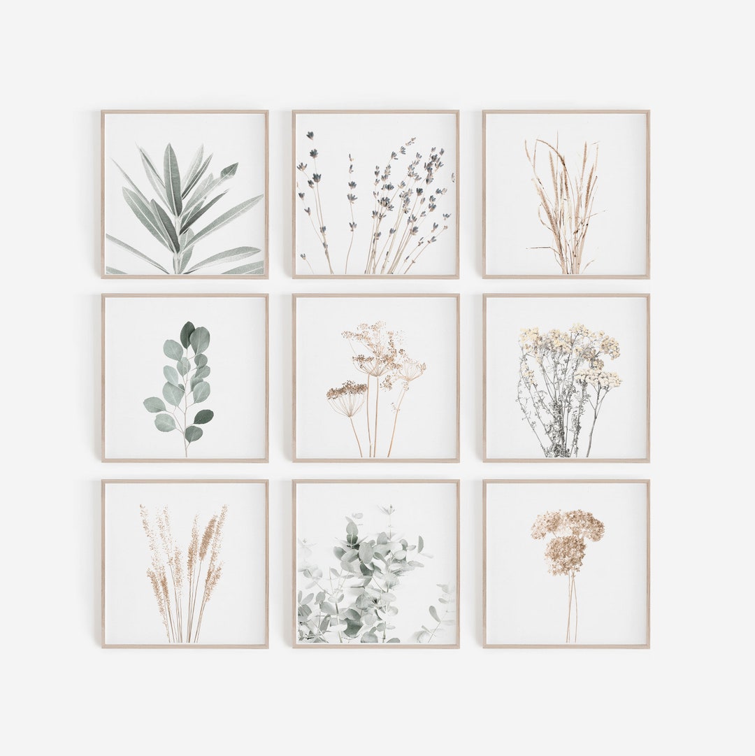 Digital Prints Set of 9 Prints Square Prints Botanical - Etsy