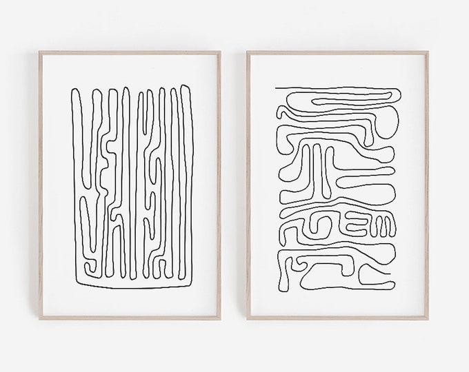 Lines Art, Abstract Art, Abstract Wall Art, Art Prints, Set of 2 Prints ...