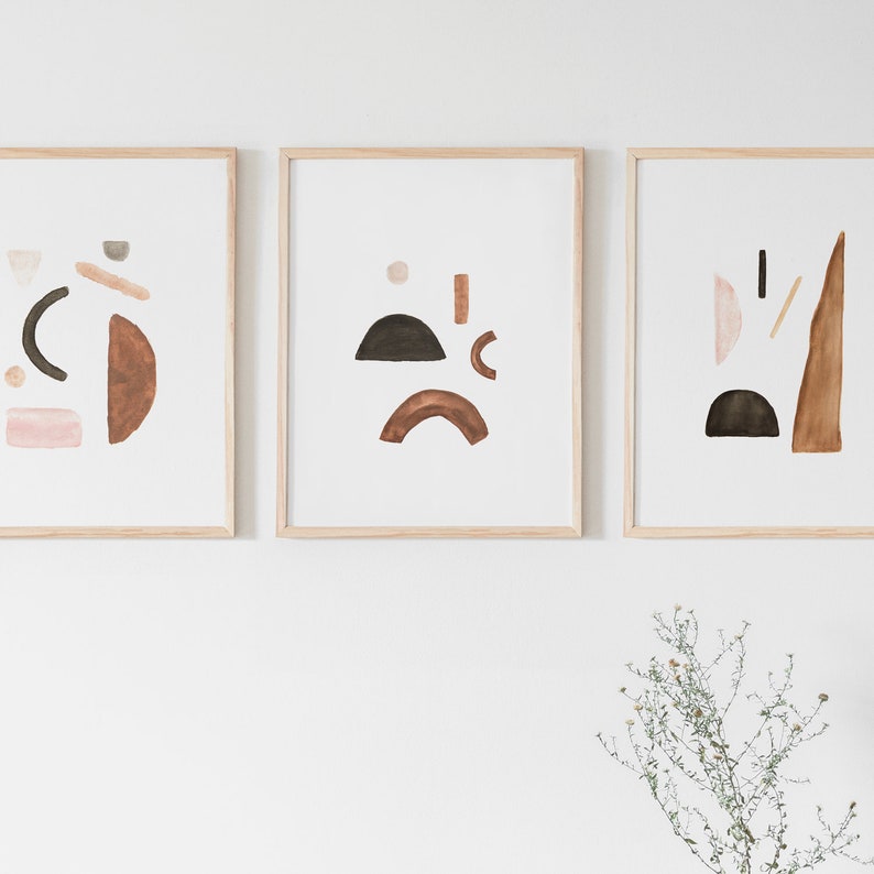 Abstract Prints Contemporary Print Set of 3 Prints Digital | Etsy