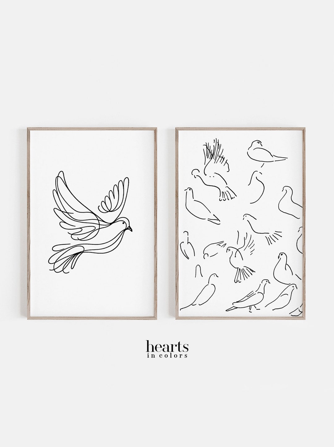 Dove Drawing, Digital Prints, Bird Prints, Farmhouse Wall Art, Set of 2 ...