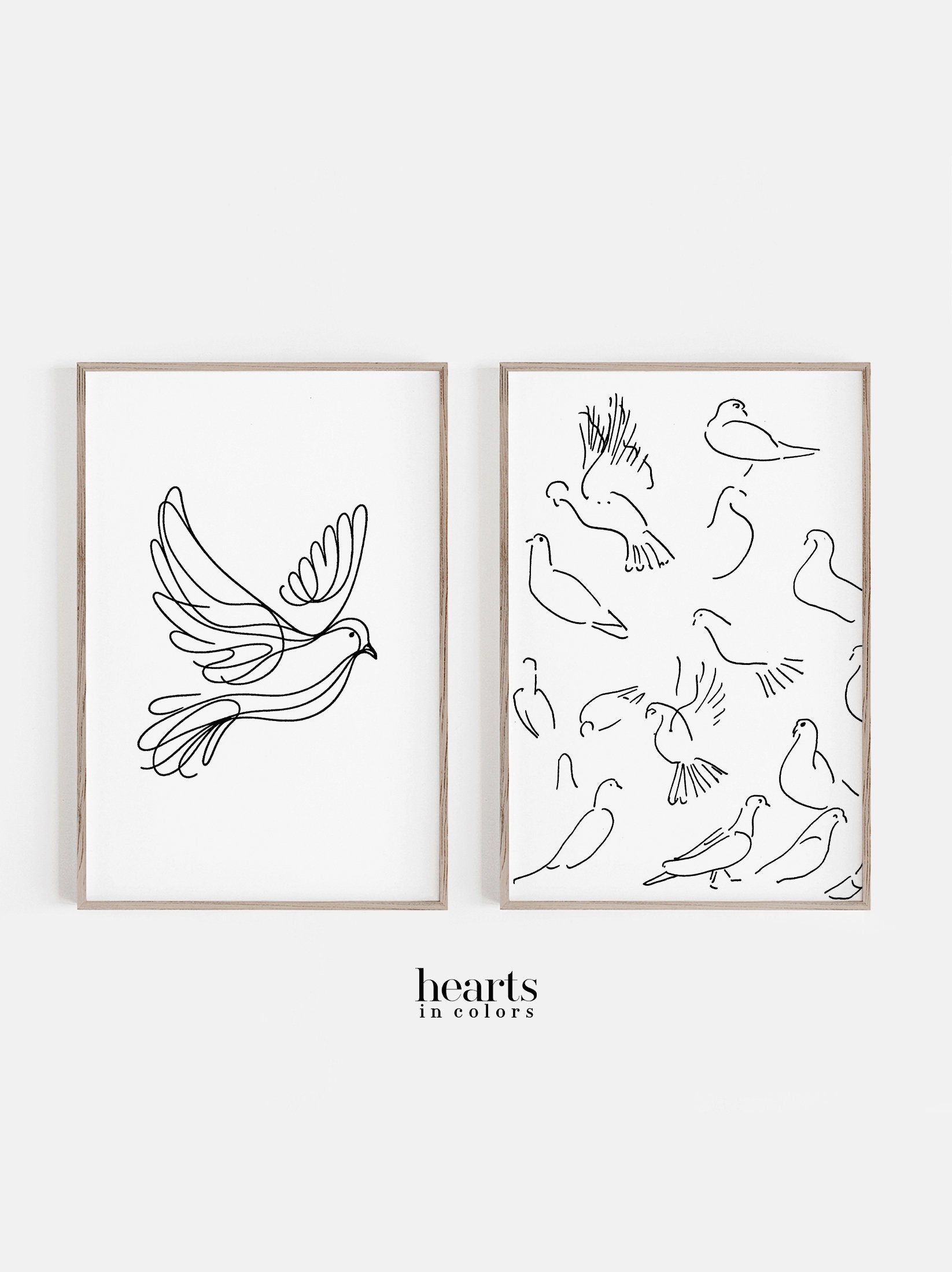 Dove Drawing, Digital Prints, Bird Prints, Farmhouse Wall Art, Set of 2 ...