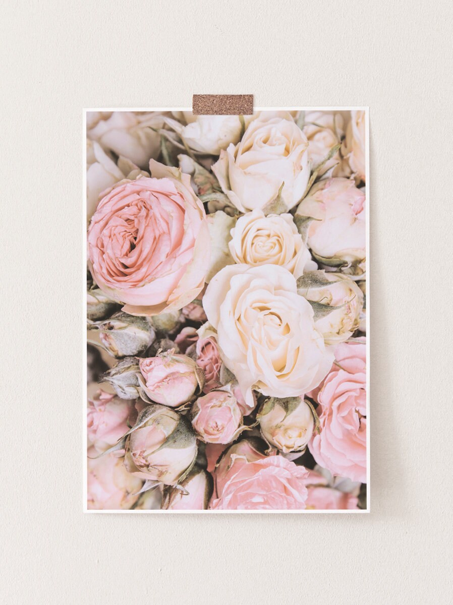 Roses Printfloral Printfloral Wall Artpink Wall Artpink | Etsy