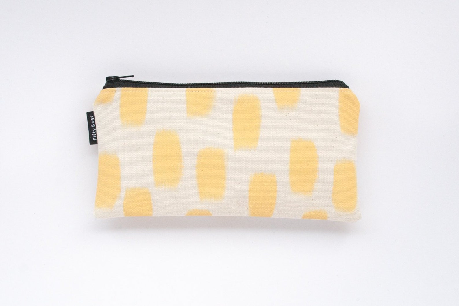 Canvas Zipper Pouch Pencil Case - Lemon, Yellow, Pastel, Handpainted ...