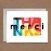 MERCI THANKS Printable Greeting Card Colorful Typography | Etsy