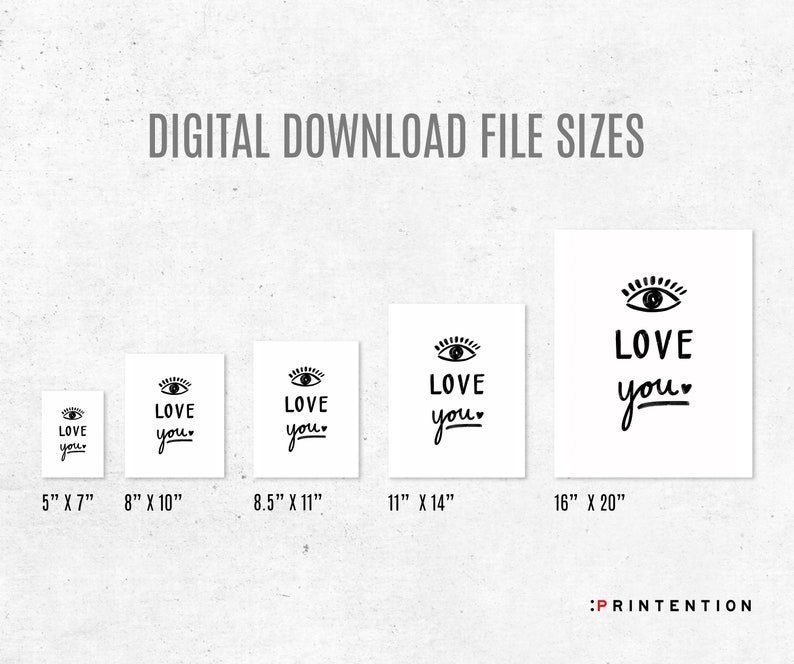 EYE LOVE YOU - Printable Art Download - Brush Lettering Wall Decor ...