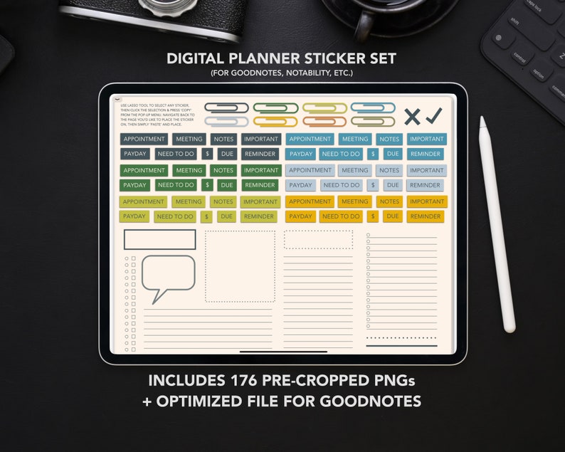 Colorful Goodnotes Stickers, Digital Planner Sticky Notes, Digital ...