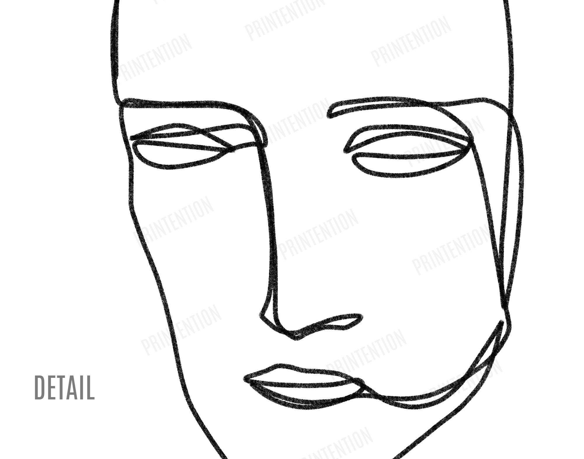 Contour Line Face Wall Art Print Download - Printable Wall Decor ...