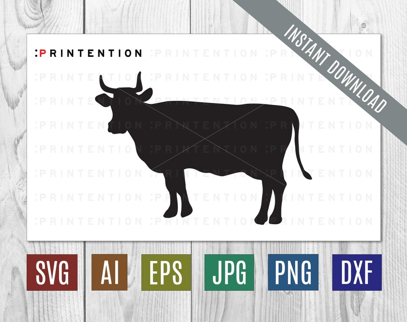 Cow Shape SVG Cut File - Western Farm Animal Download - Bull ...