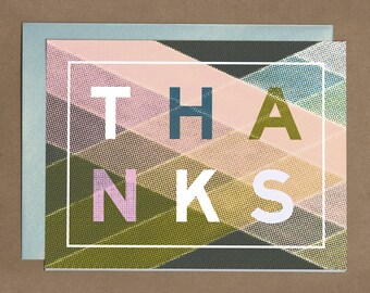 MERCI - THANKS Printable Greeting Card - Colorful Typography Modern ...