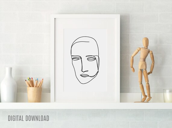 Contour Line Face Wall Art Print Download Printable Wall - Etsy