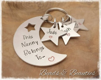 Personalised Moon & Stars Keyring This Nanny Belongs To I | Etsy UK