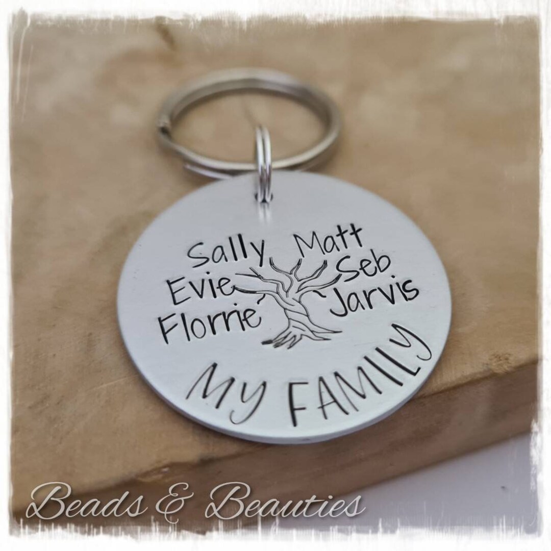 Family Tree Keyring, Personalised Keyring, Name Keyring, Family, Loved ...