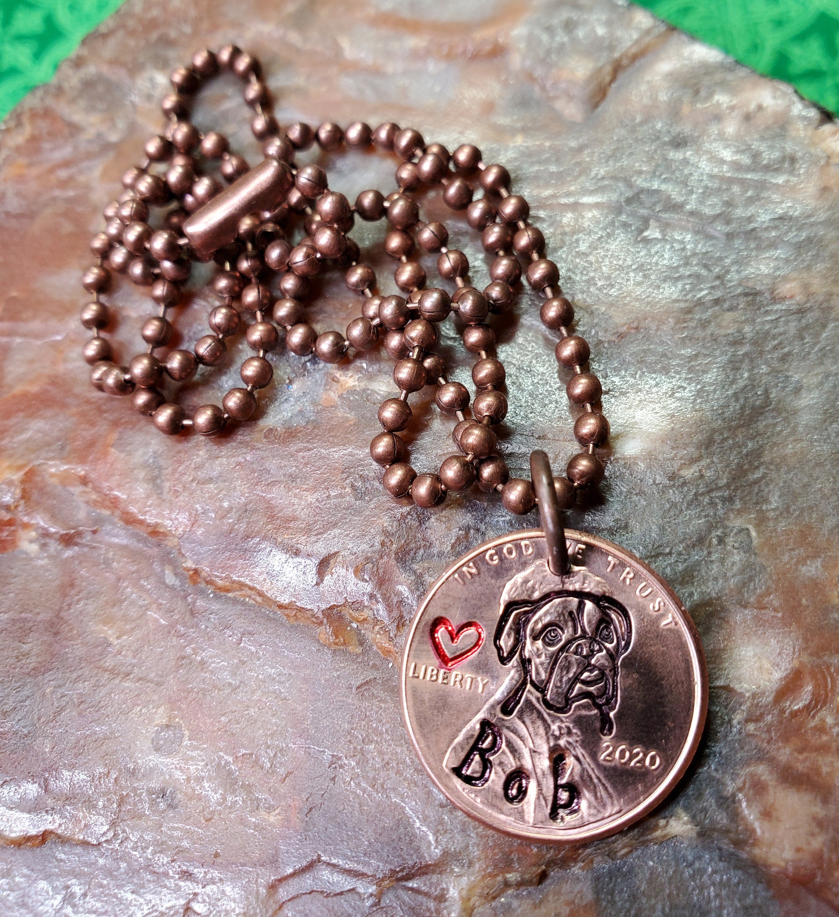 BOXER Dog PERSONALIZED Hand-stamped Penny Necklace Choice of | Etsy