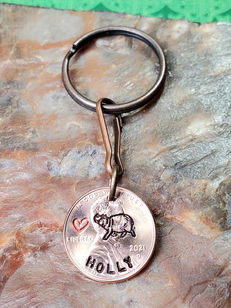 HIPPO With Heart, Hippopotamus, Hippo Gift, PERSONALIZED Penny Key ...