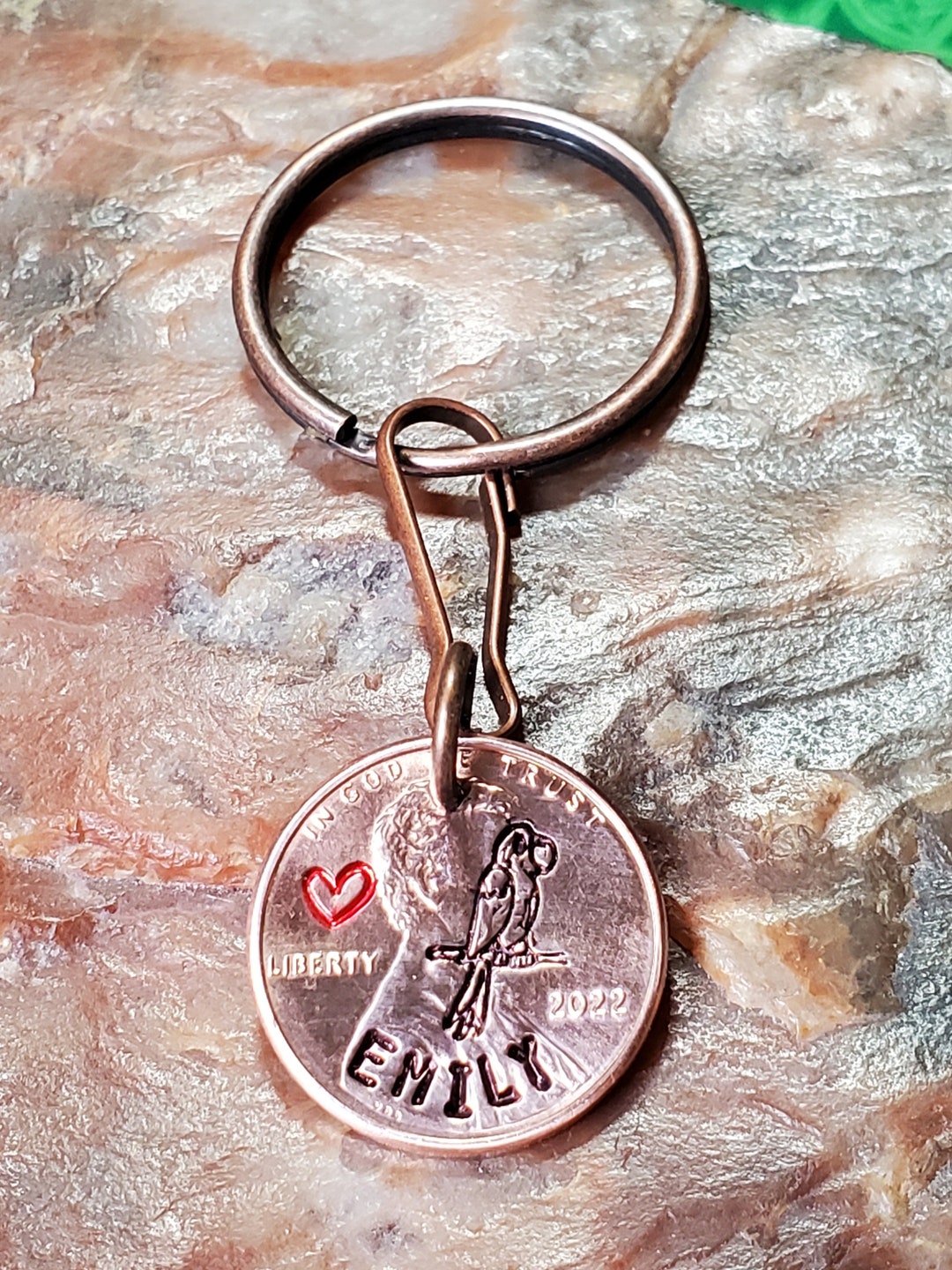 PARROT, Red Heart, MACAW, Conure, Parakeet, Parrot Gift Hand-stamped ...