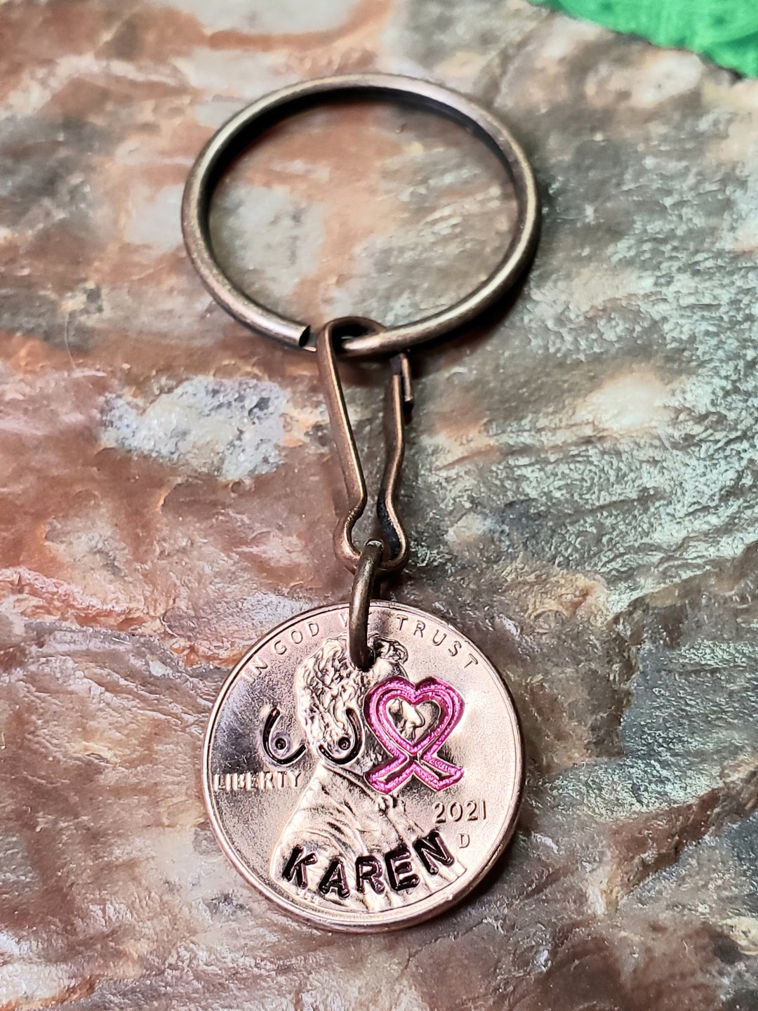PINK Ribbon, Breast Cancer, Breast Cancer Awareness, Personalized Penny ...