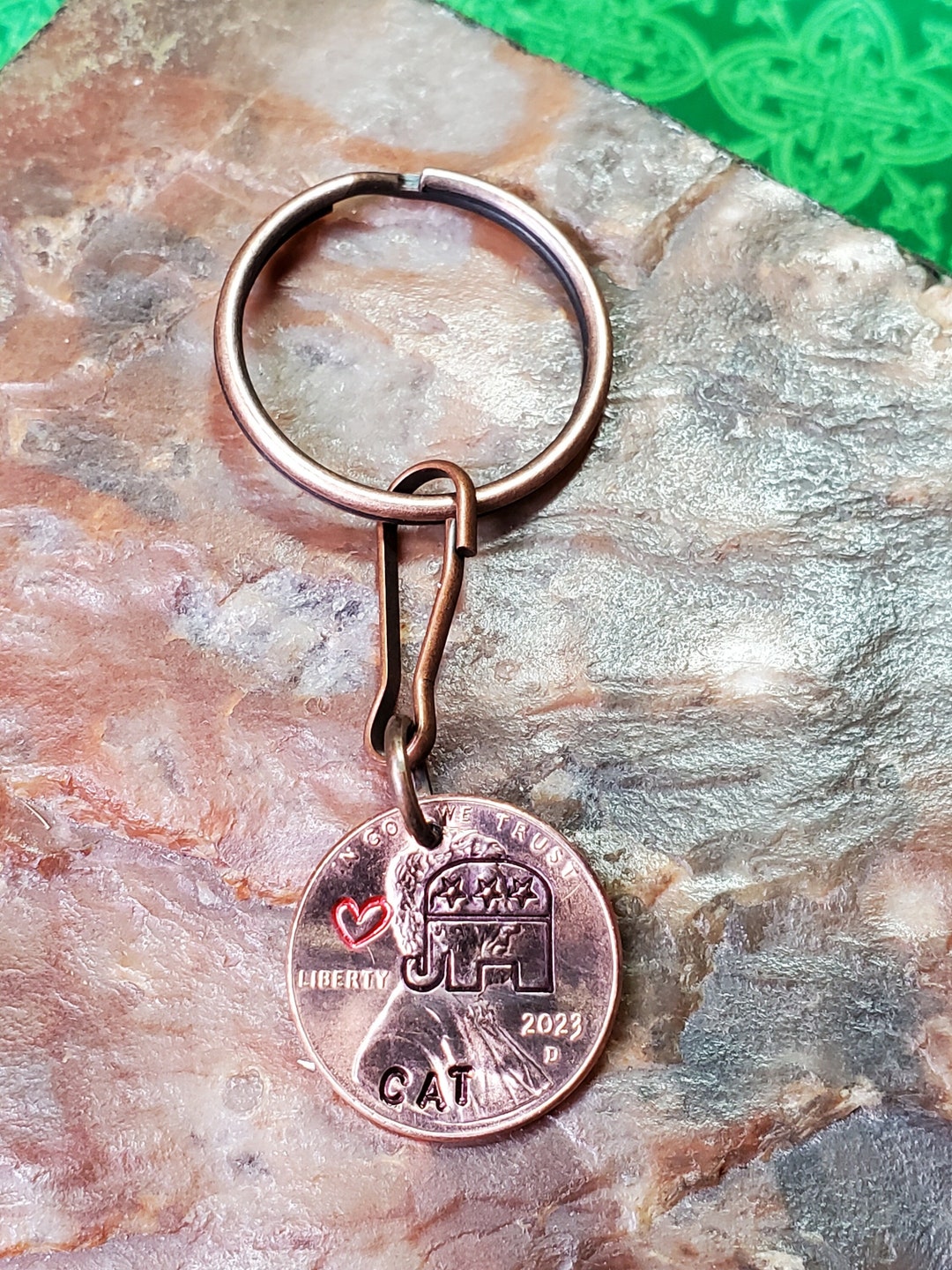 REPUBLICAN Elephant Lucky Keychain, Political Gift, Personalized Penny ...