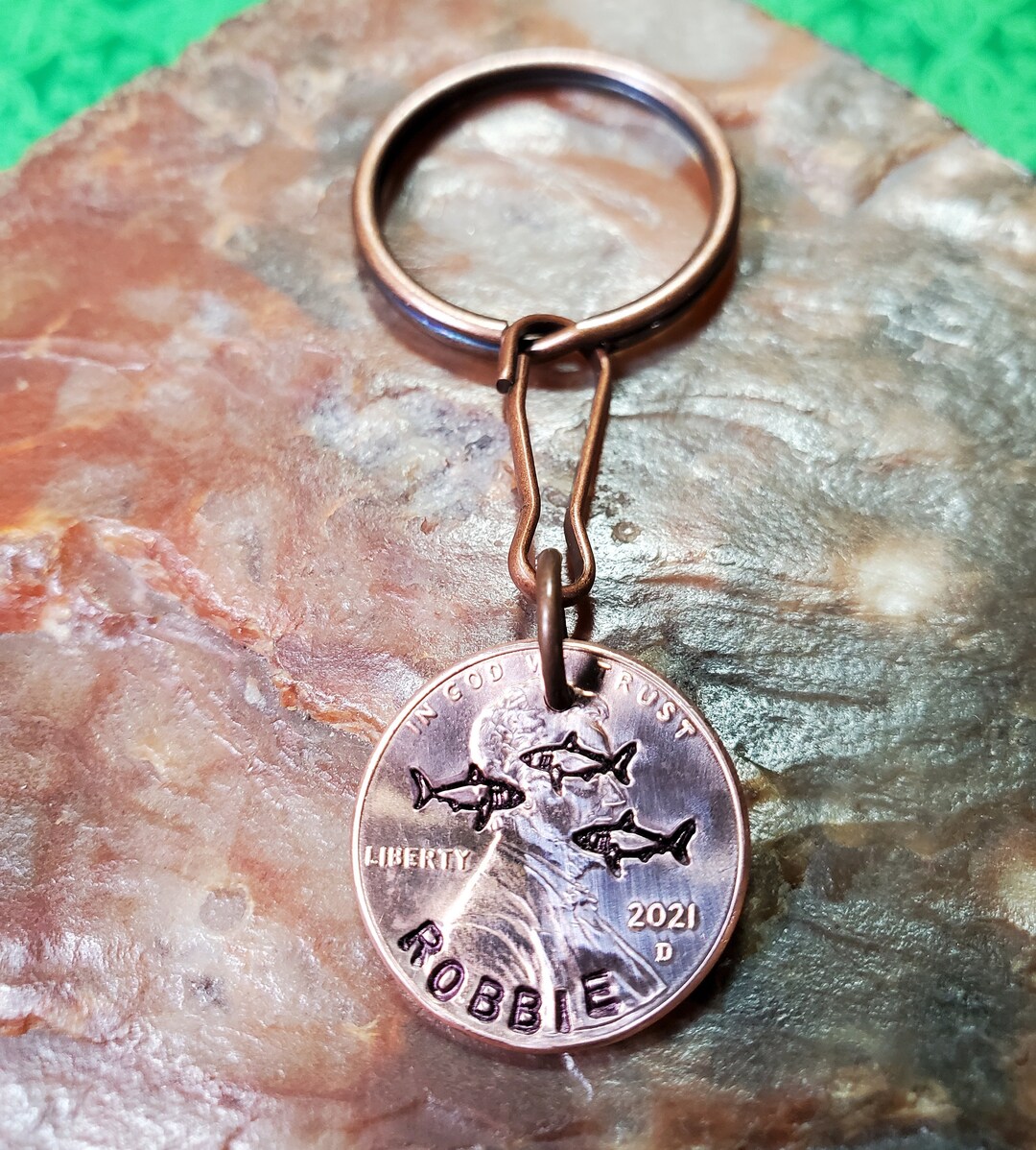 SHARK / Great White Shark / Shark Gift / PERSONALIZED Penny Key Chain ...