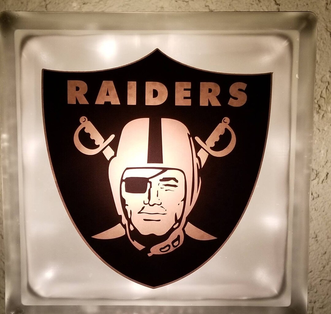 Large Raiders Glass Block Lamp - Etsy
