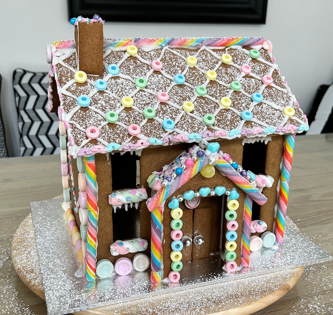 Rainbow Gingerbread House Template Pattern, Instructions & Recipe ...