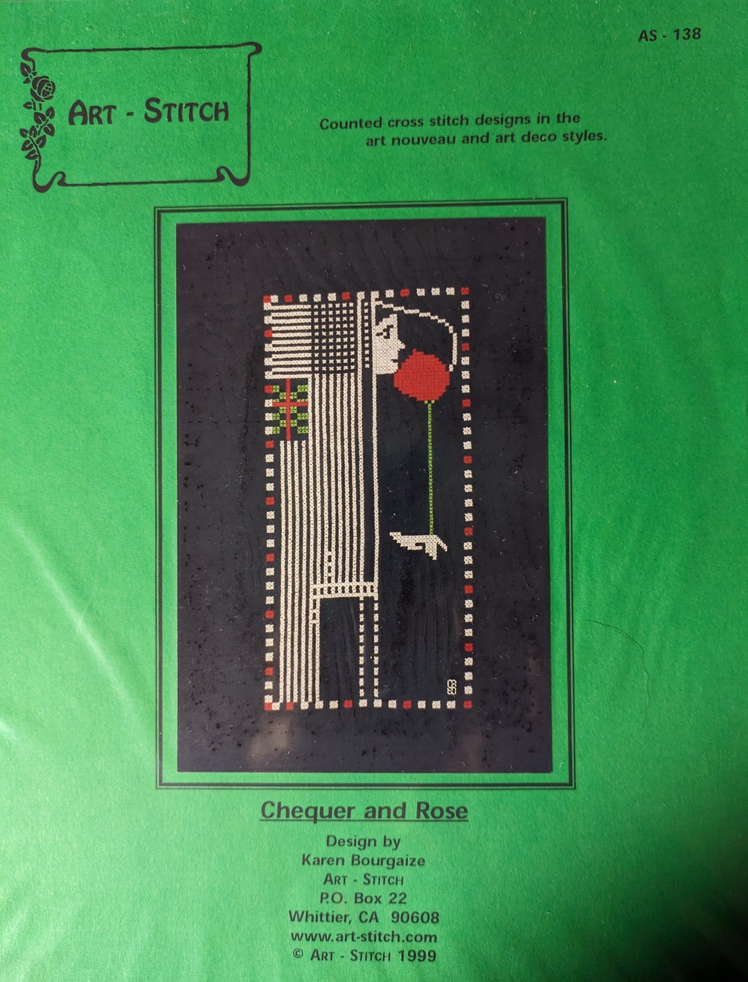 New Art-stitch "chequer and Rose" 1999 Cross-stitch Chart - Etsy