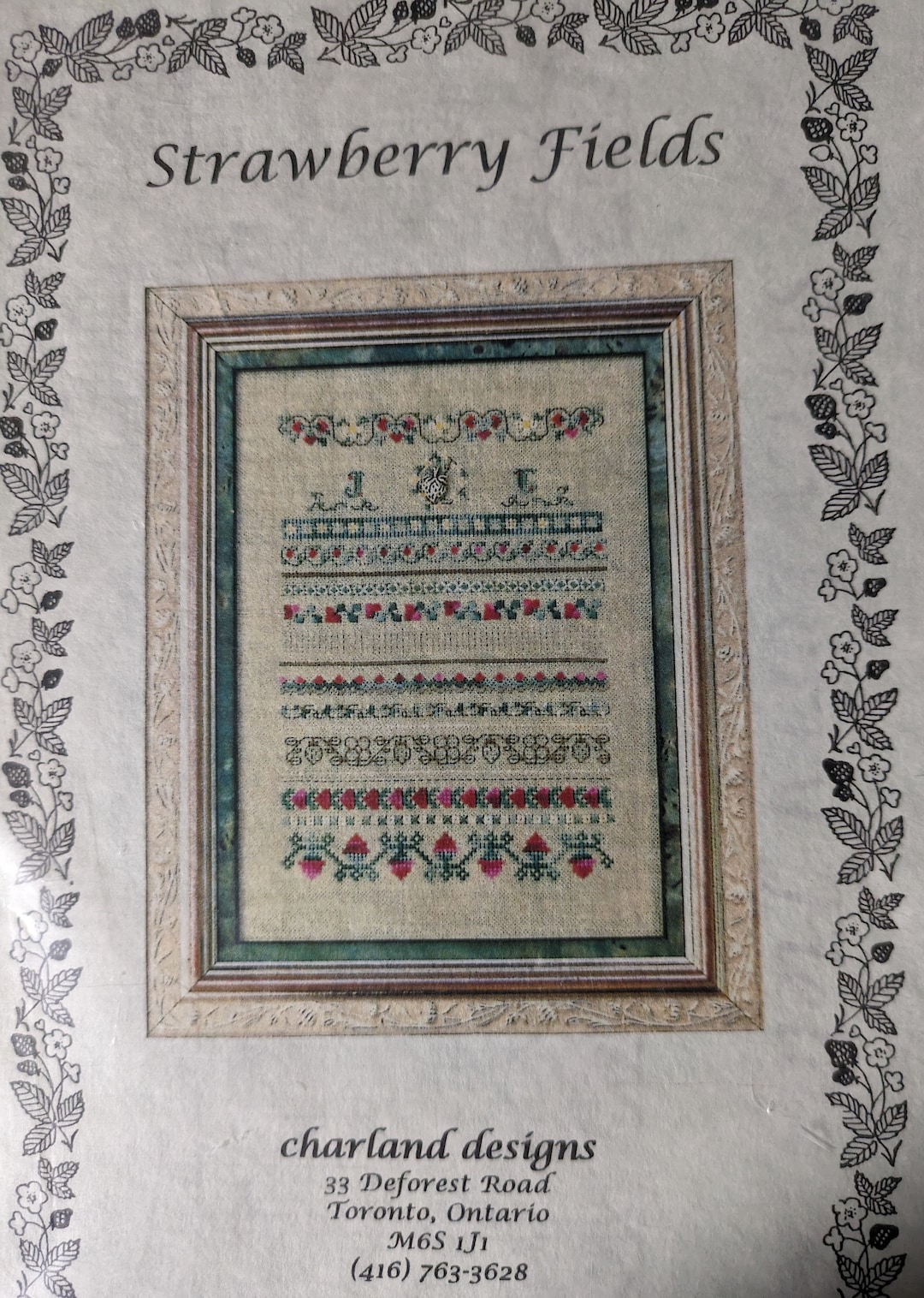 New Charland Designs "strawberry Fields" Cross-stitch Sampler Chart - Etsy